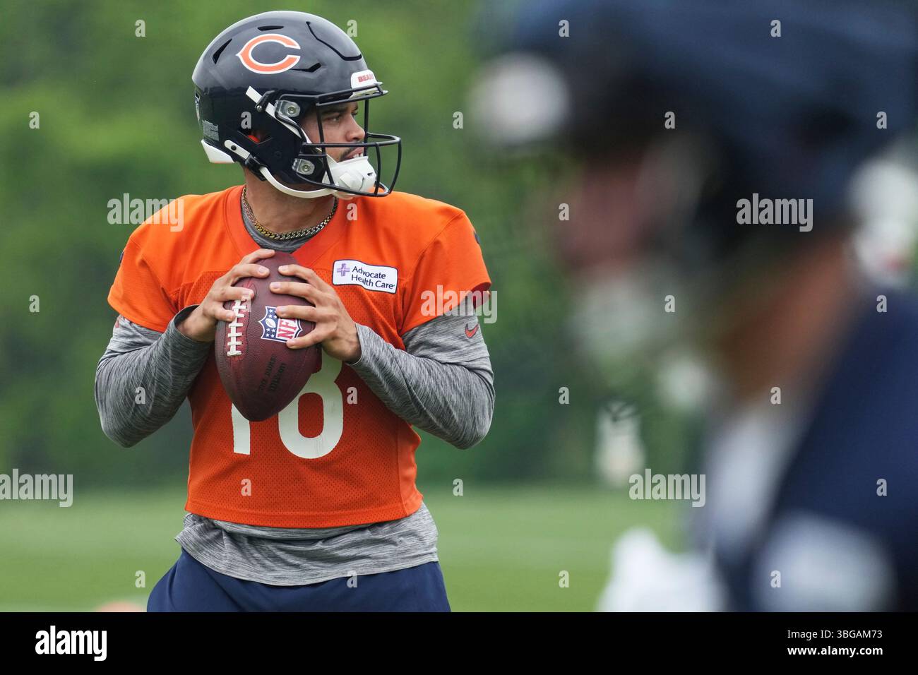 Chicago Bears quarterback Caleb Williams throws a ball during NFL ...
