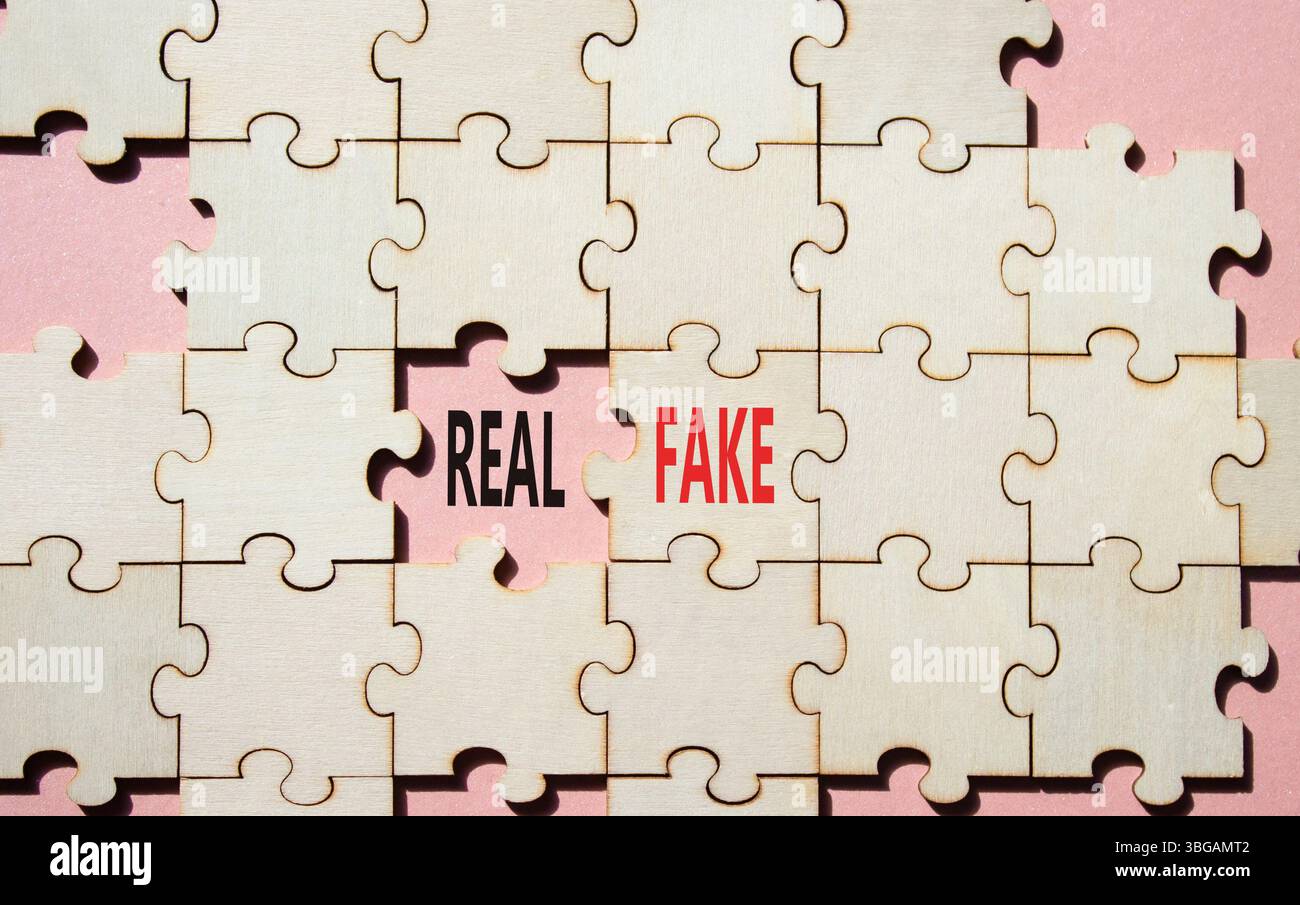Real or Fake symbol. Concept word Real or Fake on wooden blocks ...
