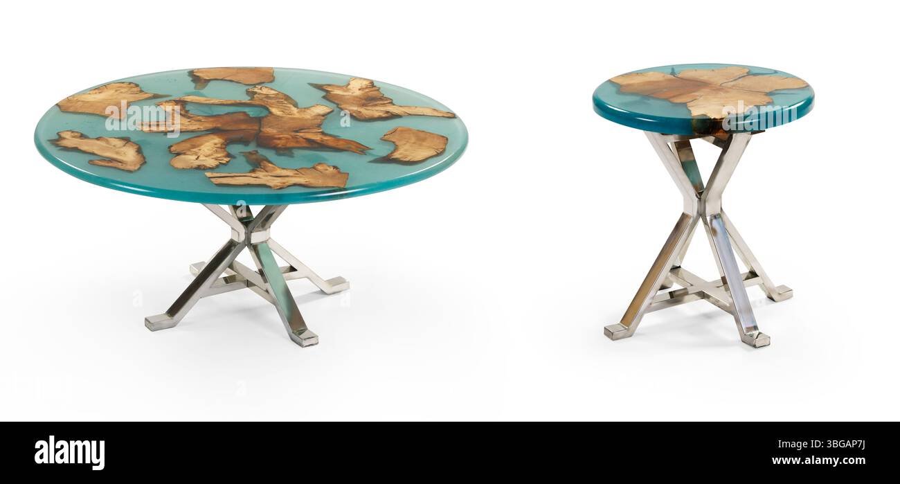 epoxy coffee table isolated on white background Stock Photo - Alamy