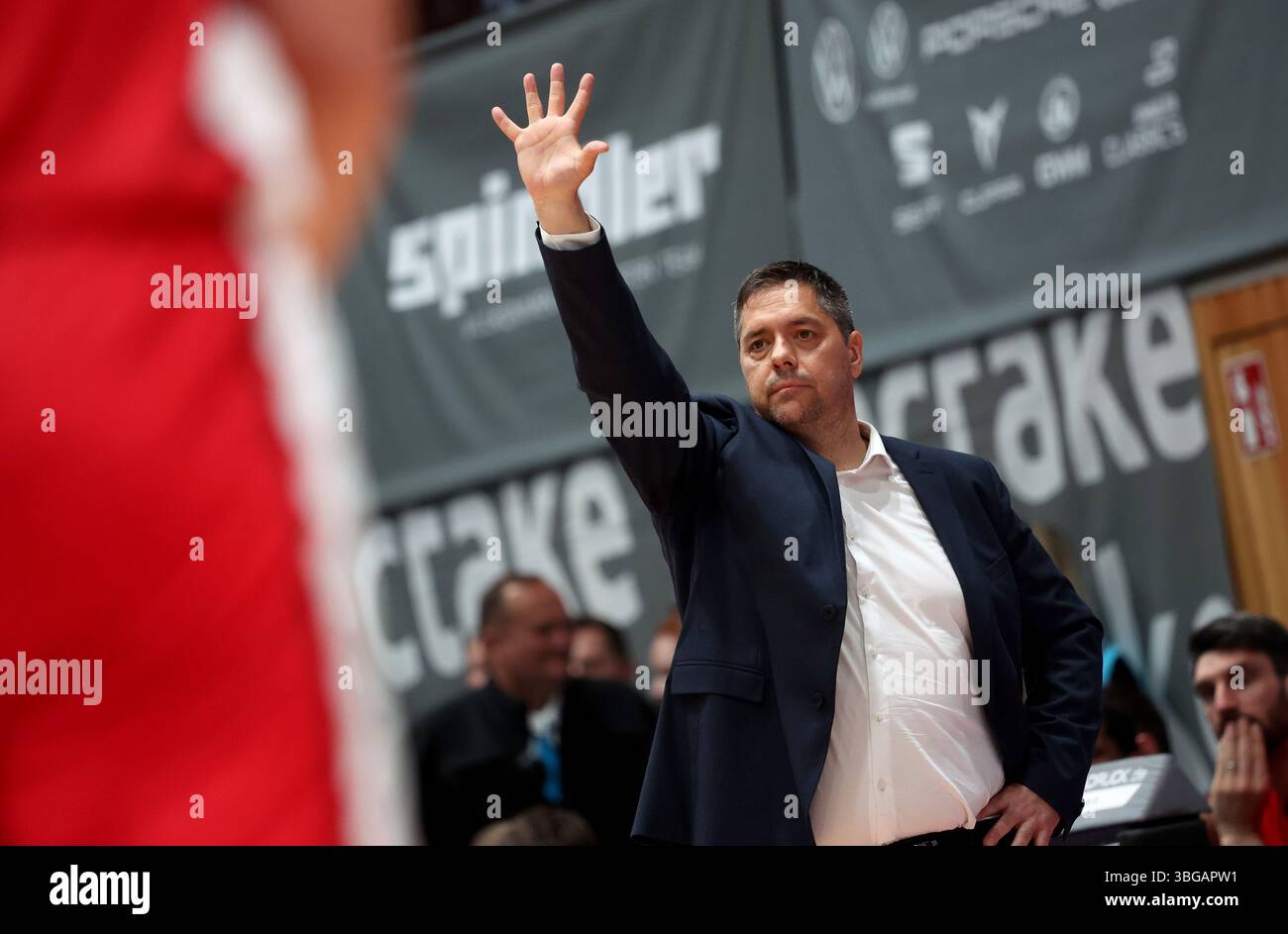 04 June 2025, Bavaria, Würzburg: Basketball: Bundesliga, Würzburg ...