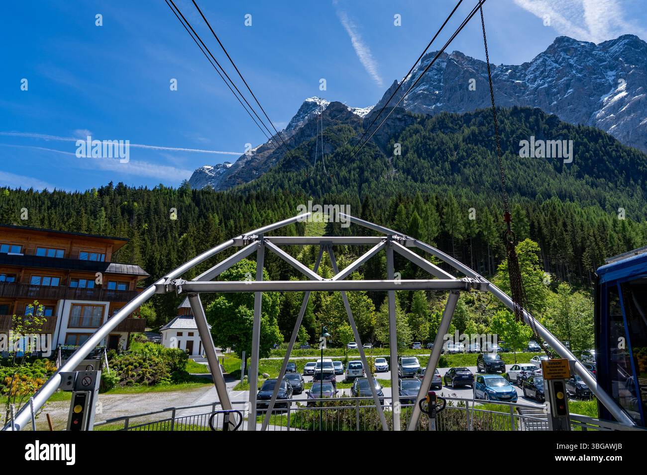 Cable car station with mountain view and forest landscape Stock Photo ...