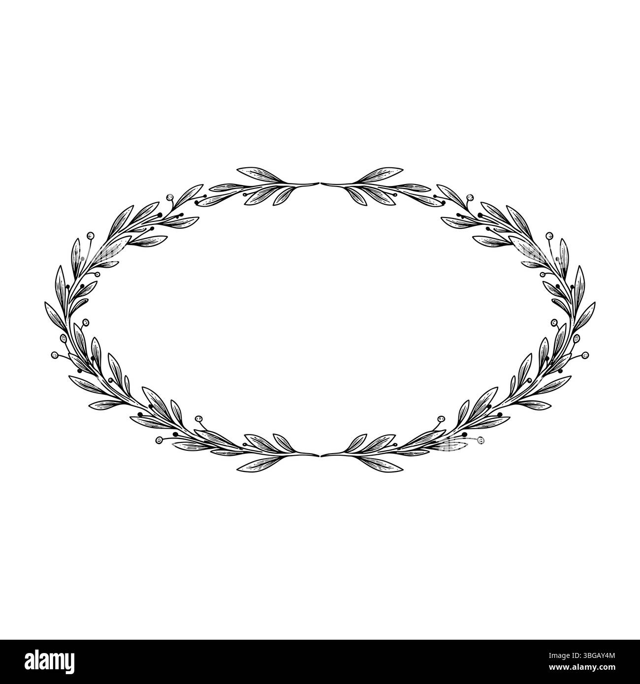 Floral frames with silhouettes of branches, leaves and flowers. Hand ...