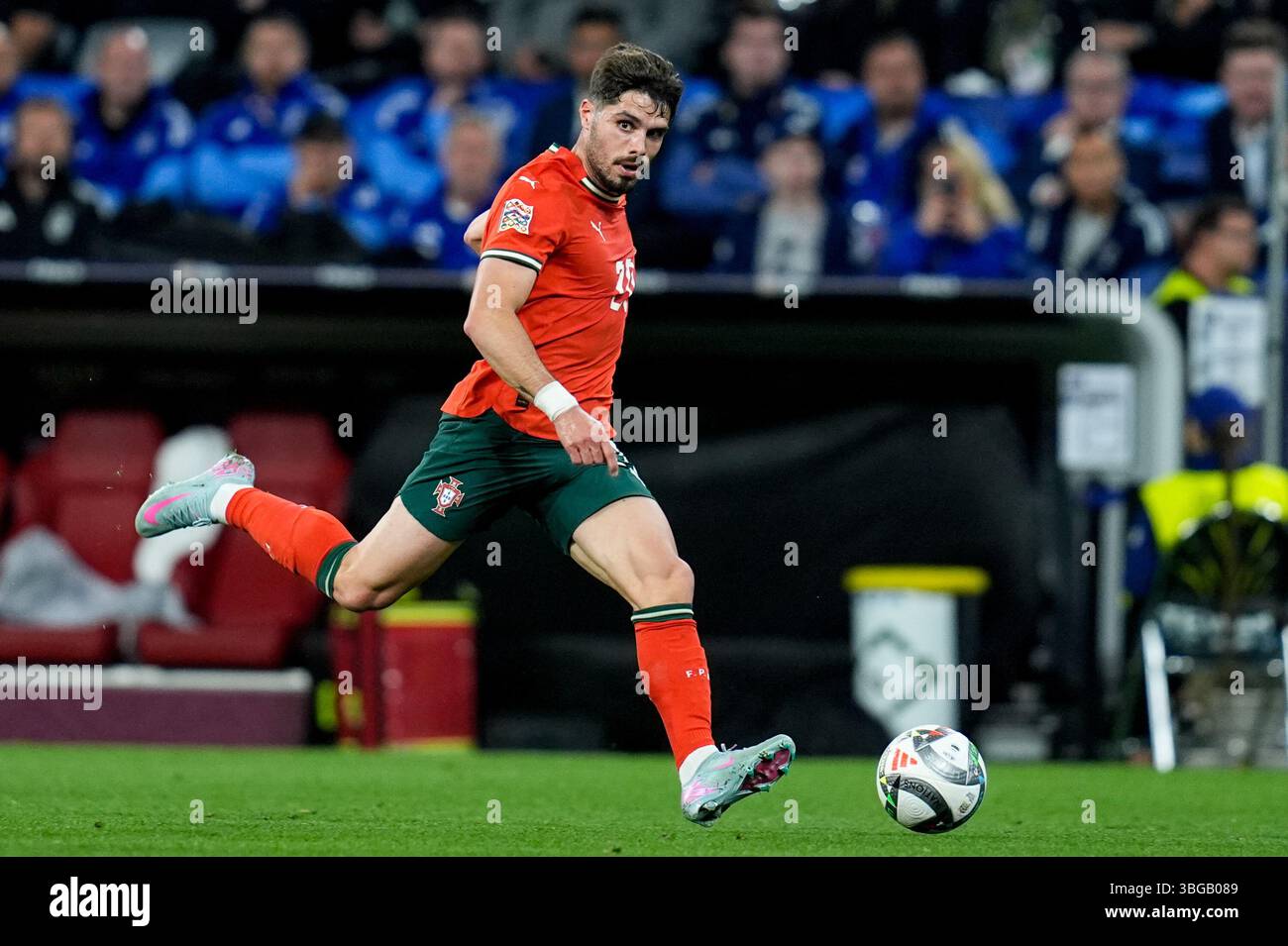 Munich, Germany. 04th June, 2025. Nuno Mendes (Portugal) during the UEFA Nations League Semi ...