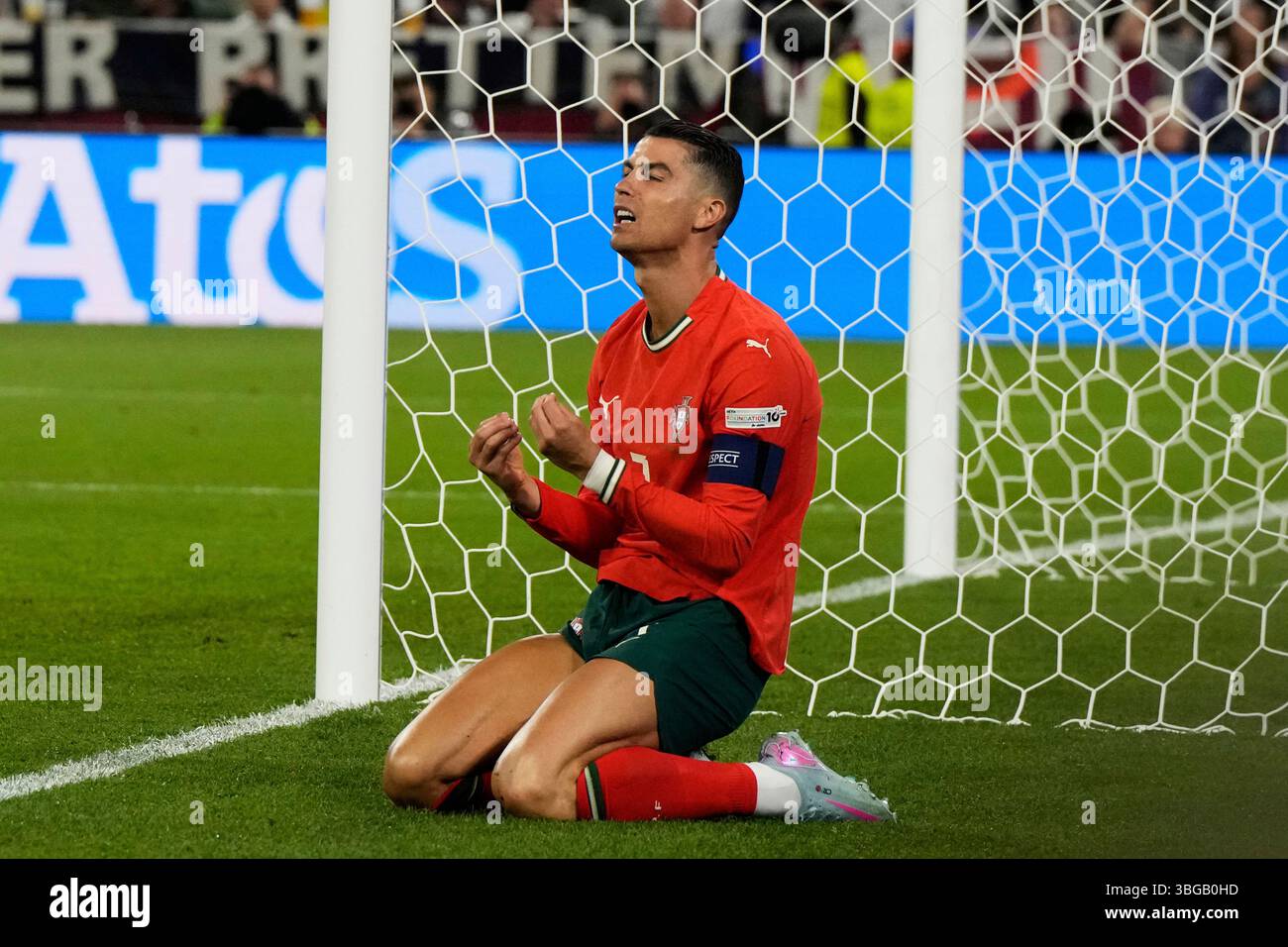 Portugal's Cristiano Ronaldo reacts after failing to score during the ...