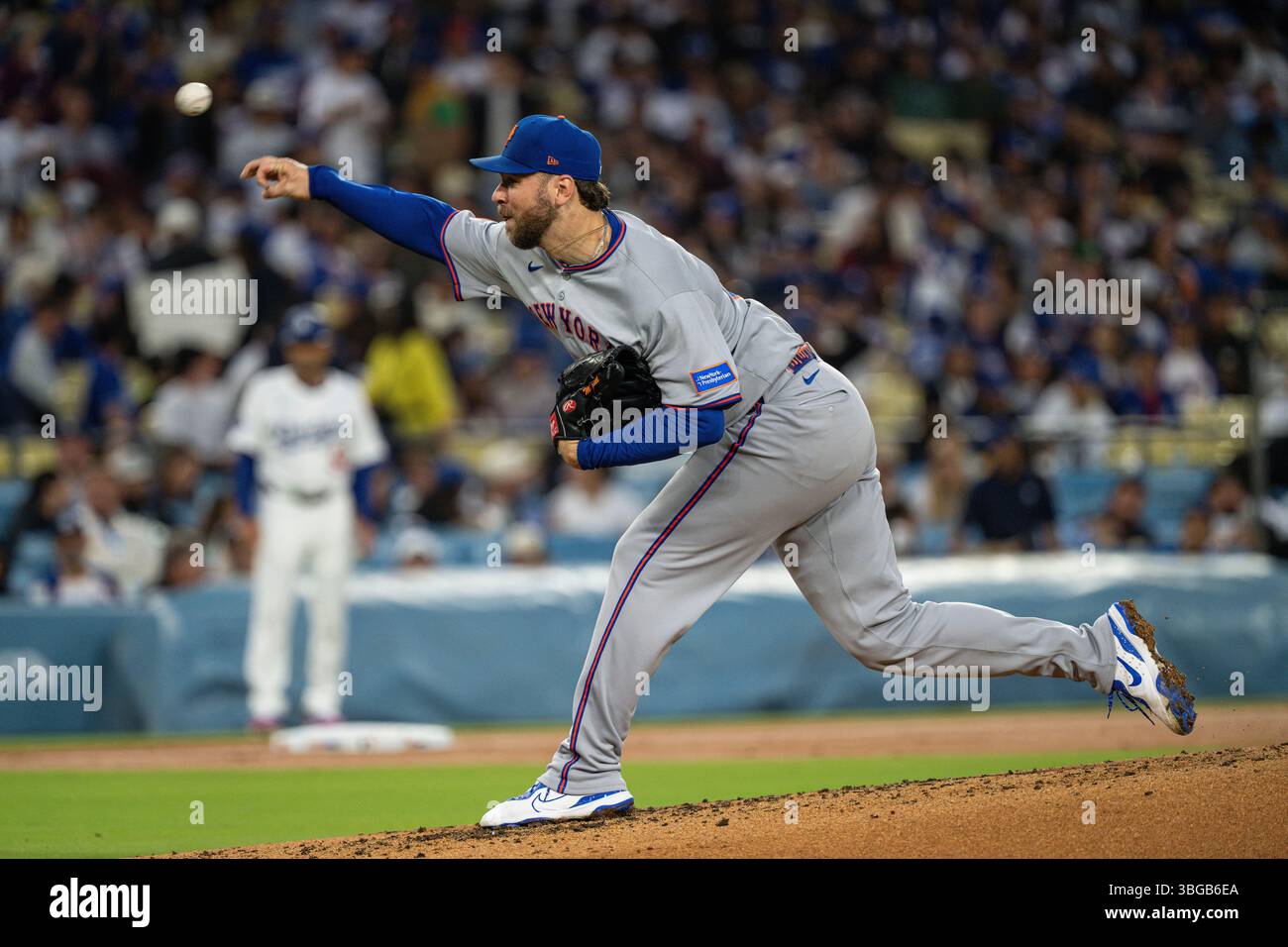 New York Mets pitcher Tylor Megill (38) throws during a MLB game ...
