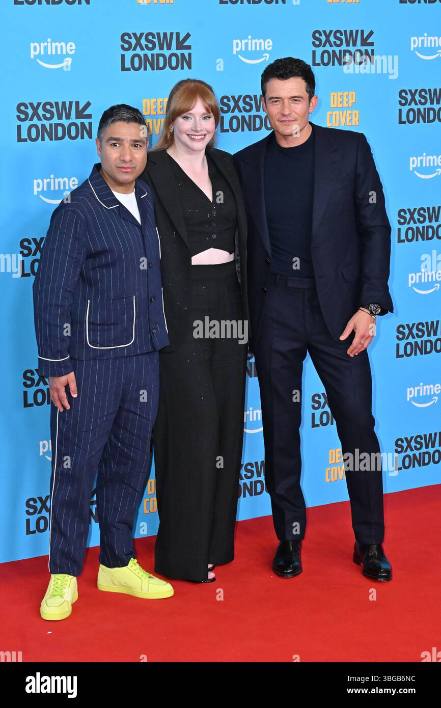 London, UK. 4th June, 2025. Nick Mohammed, Bryce Dallas Howard and Orlando Bloom at World ...