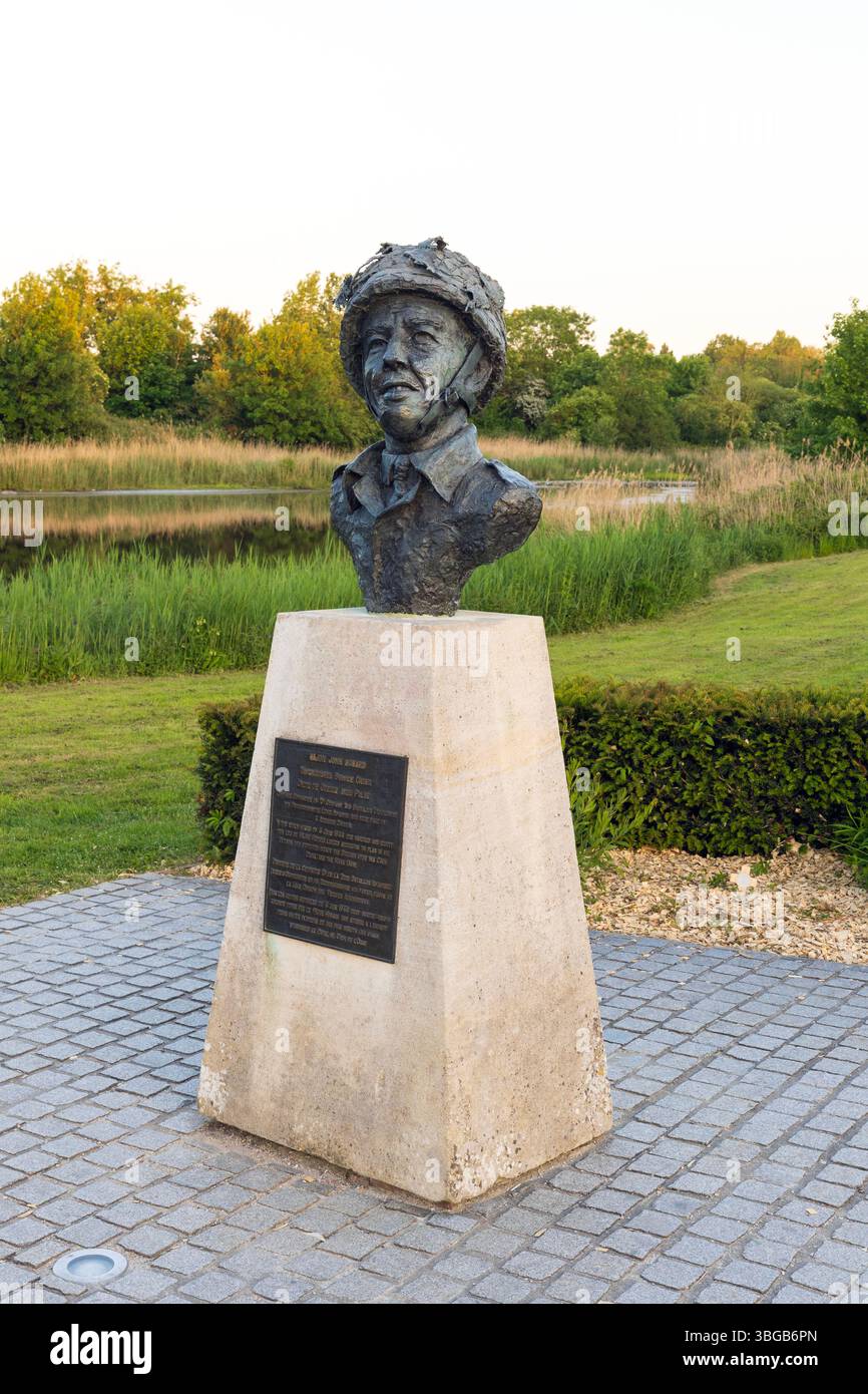 Monument to Major John Howard who led a glider-borne assault on Pegasus ...
