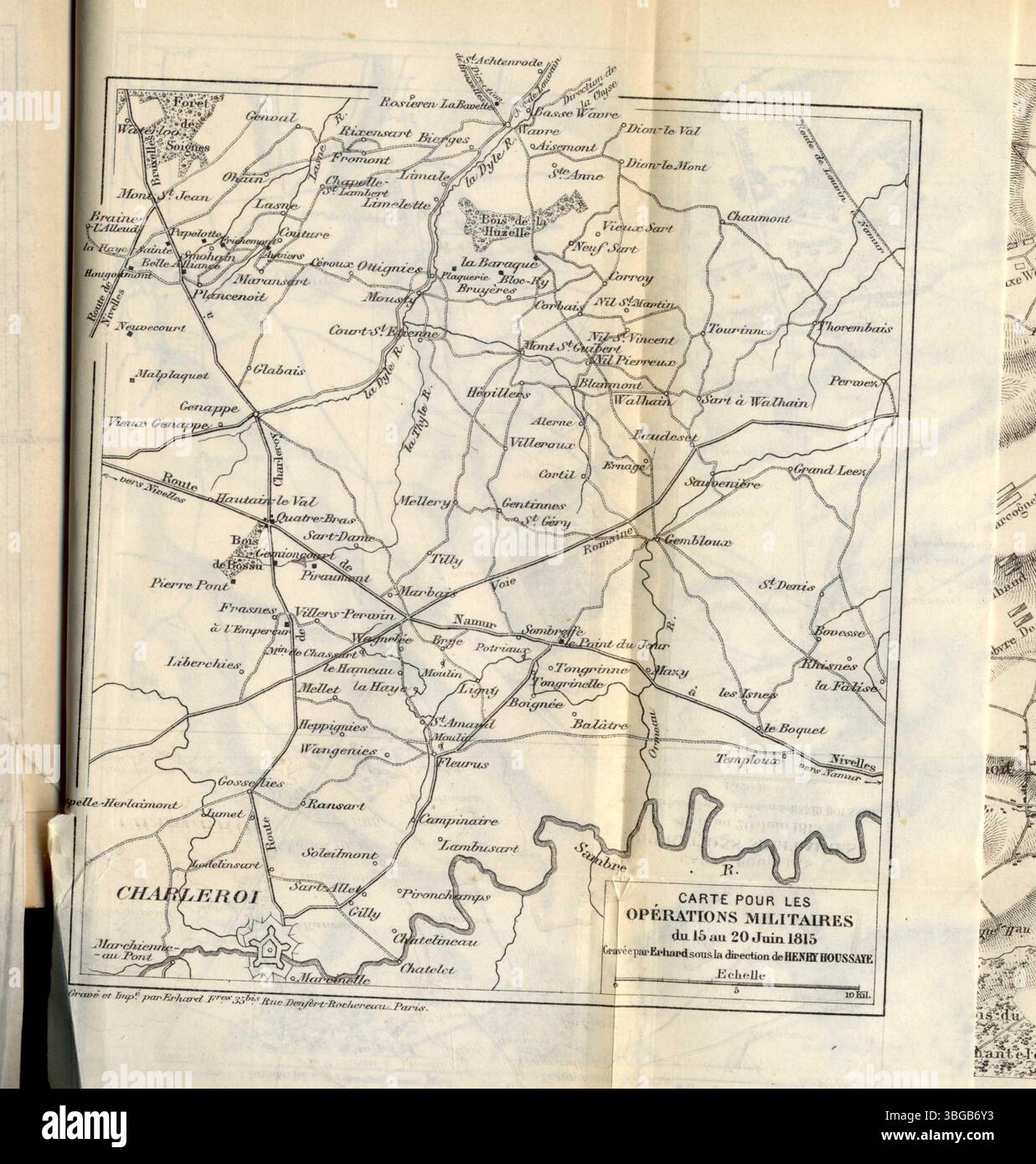 Carte pour les opérations militaires du 15 au 20 juin 1815 gravée par ...