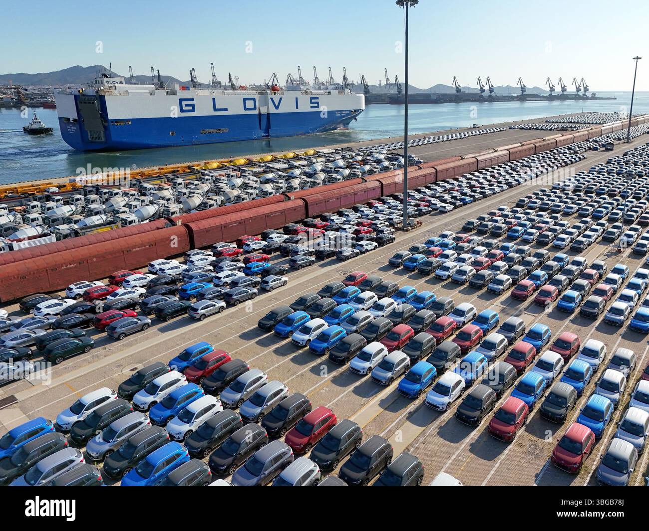 YANTAI, CHINA - JUNE 4, 2025 - A car carrier carrying export vehicles ...