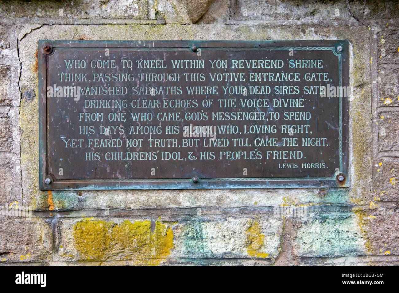 A weathered plaque with an inscription by Lewis Morris mounted on a ...