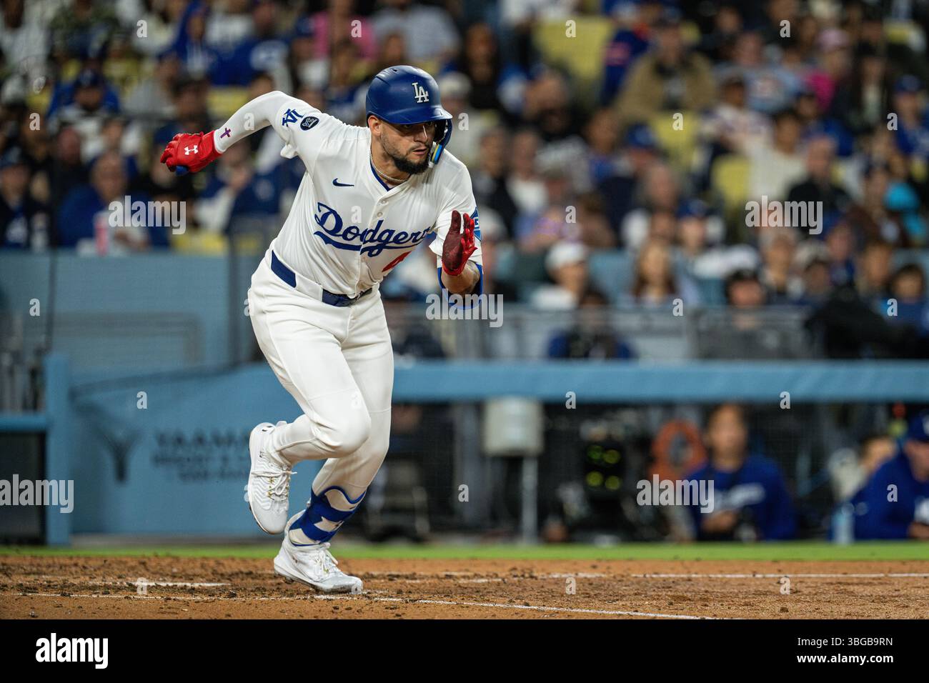 Los Angeles Dodgers outfielder Andy Pages (44) runs to first base ...
