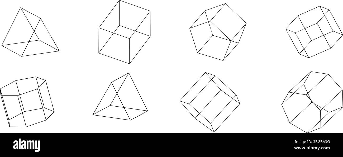 three-dimensional geometric Shapes isolated. Vector illustration Stock ...