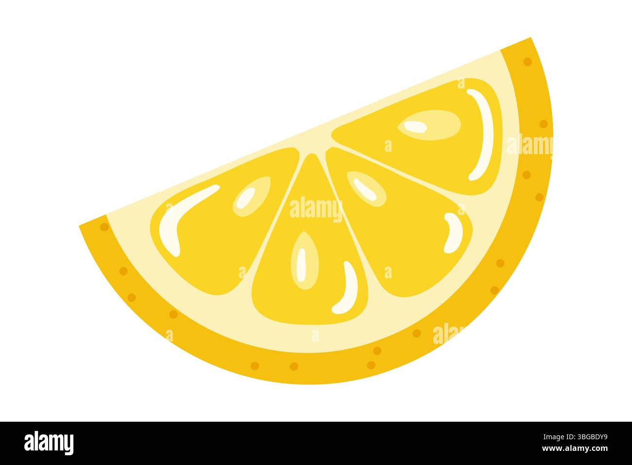 Lemon wedge with juicy yellow pulp and bright peel. Cartoon Vector ...