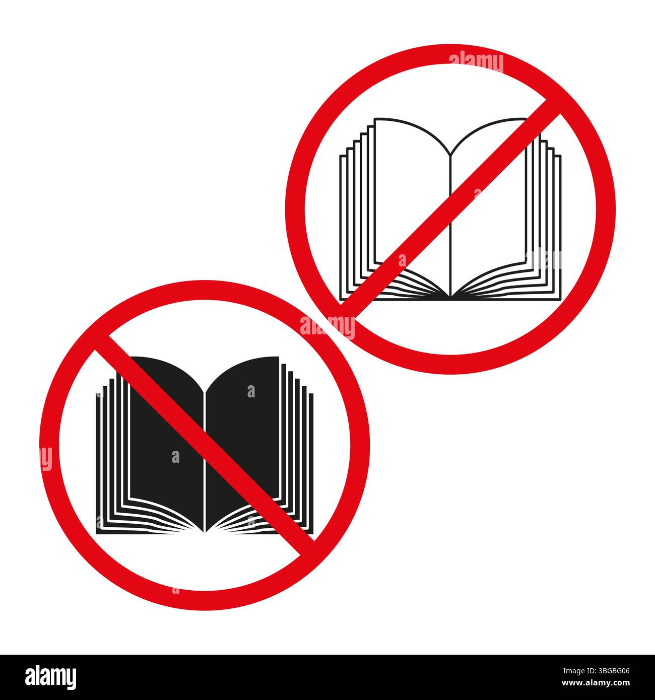 Prohibition sign icon. No book and phone. Red circle vector. Warning ...