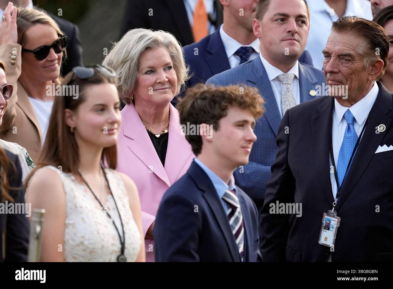 White House chief of staff Susie Wiles listens as President Donald ...