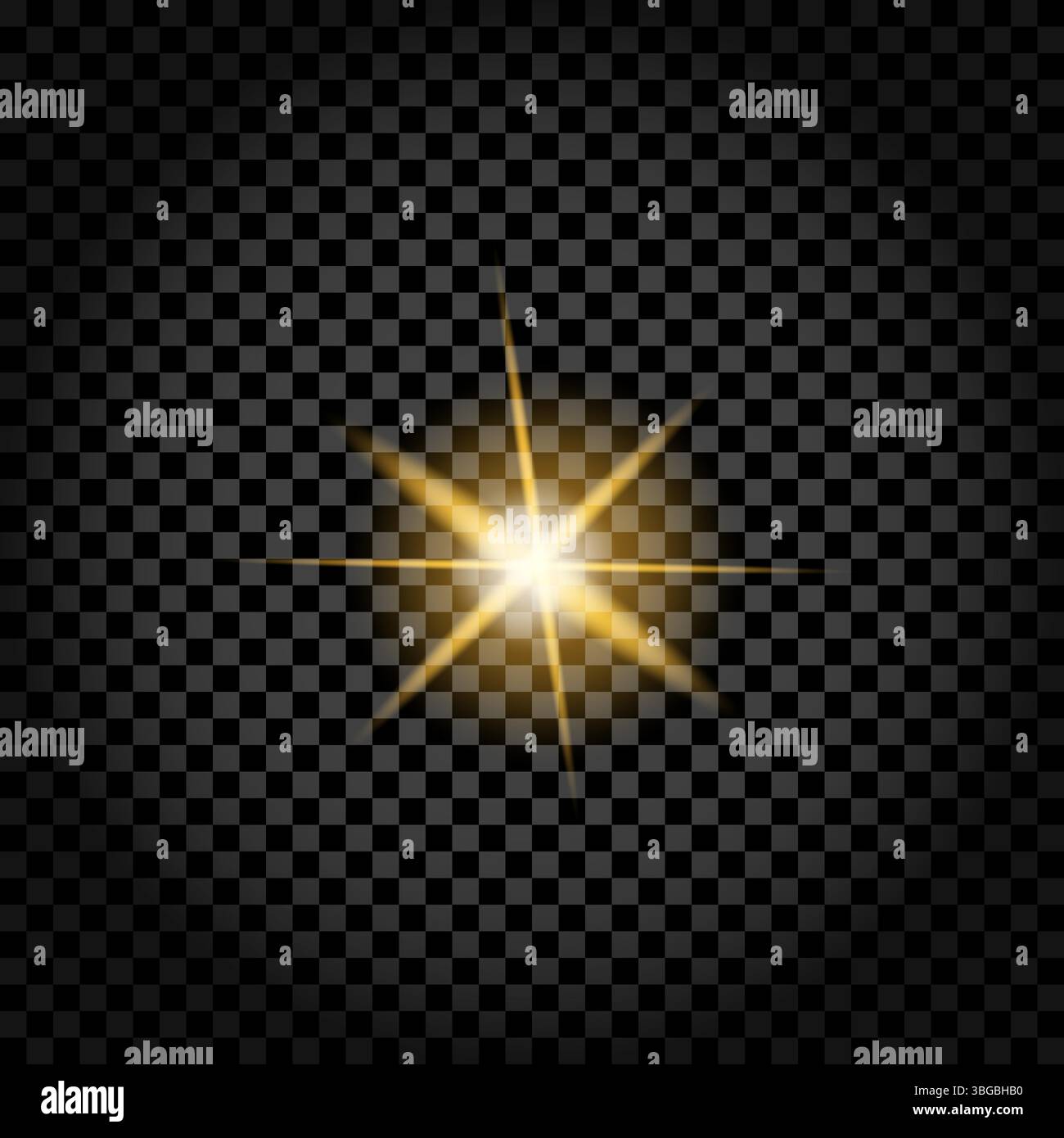 Glowing star burst. Bright yellow rays. Cosmic flare effect. Vector ...