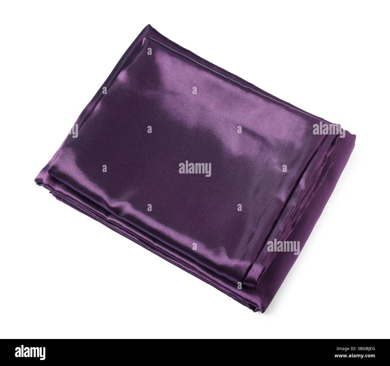 Silky purple bed linens on white background Stock Photo - Alamy