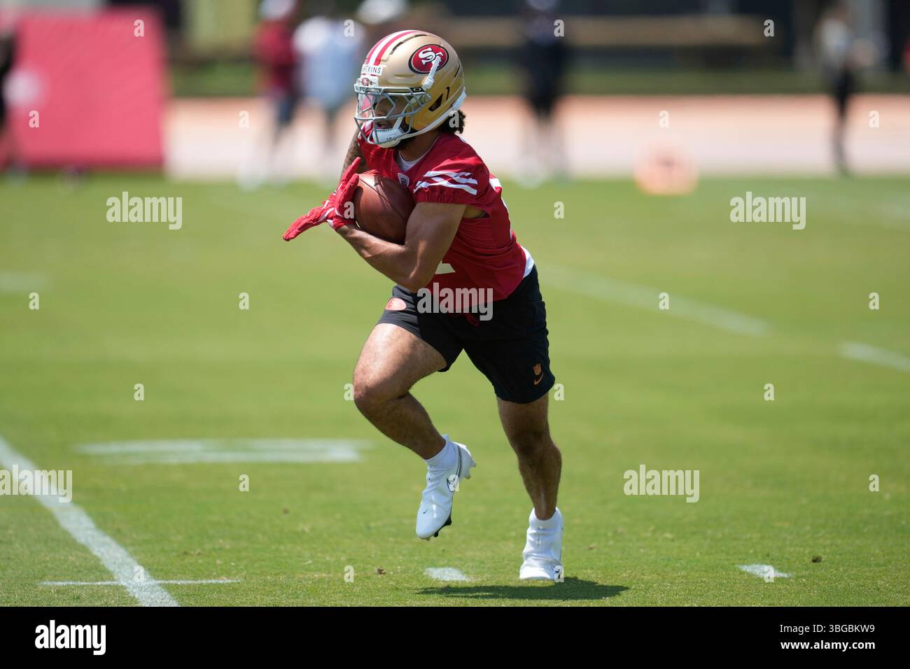 San Francisco 49ers wide receiver Jordan Watkins runs a drill during ...