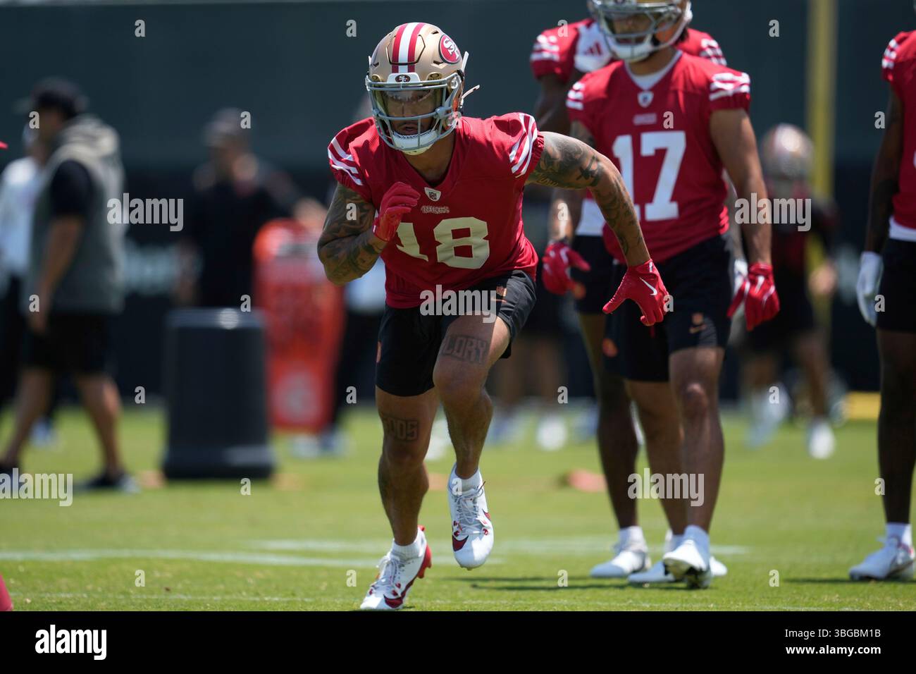 San Francisco 49ers wide receiver Isaiah Hodgins (18) runs during NFL ...