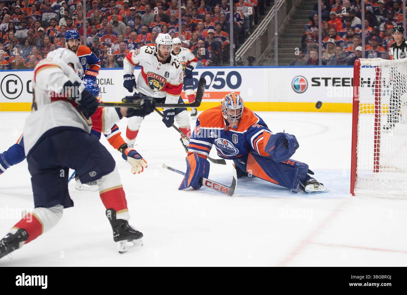 Florida Panthers' Brad Marchand (63) scores on Edmonton Oilers goalie ...