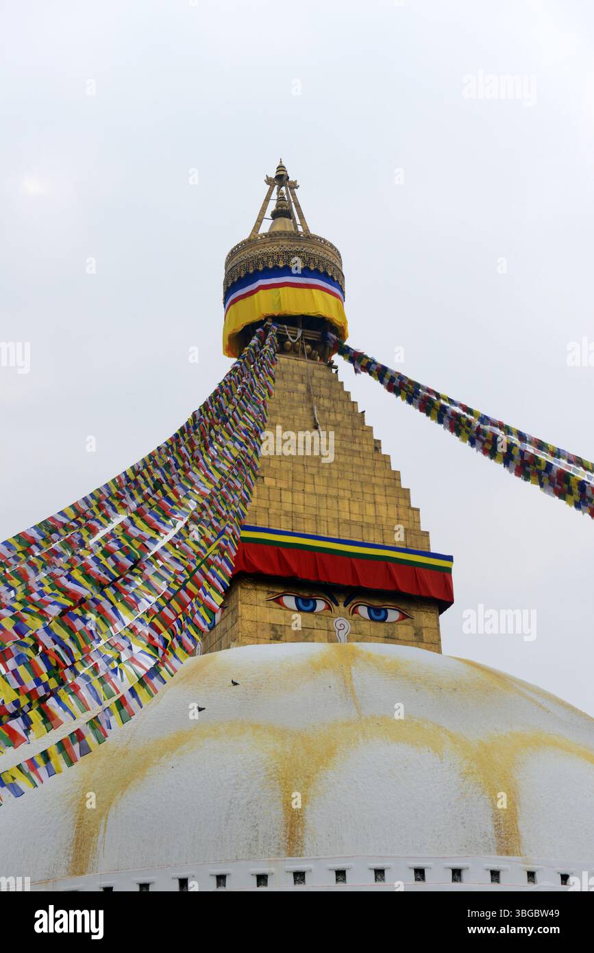 The beautiful stupa at the Boudhanath temple in Kathmandu, Nepal Stock ...