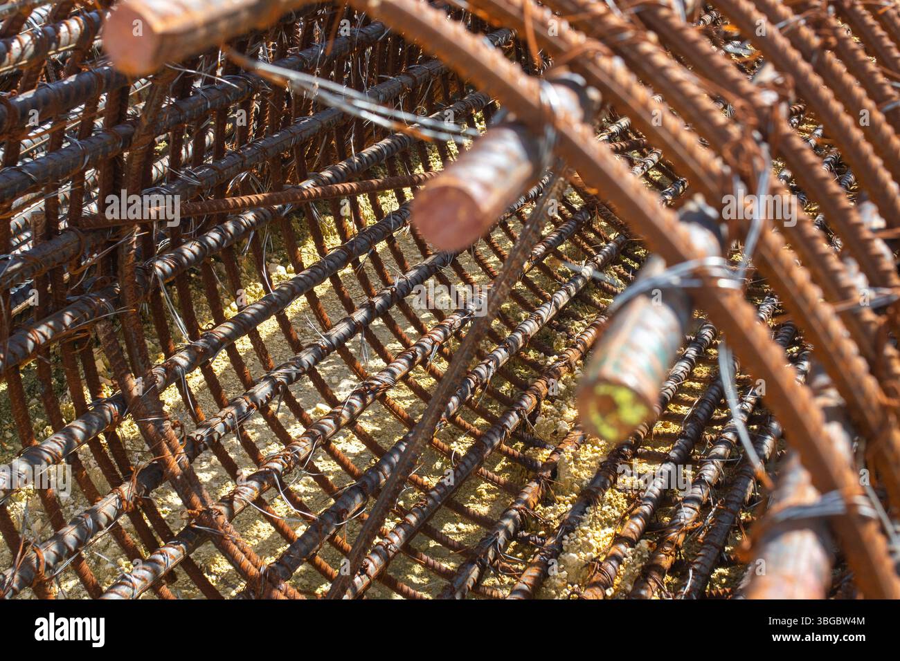 Reinforcement frame for drilling piles. Shape: cylindrical, with ...