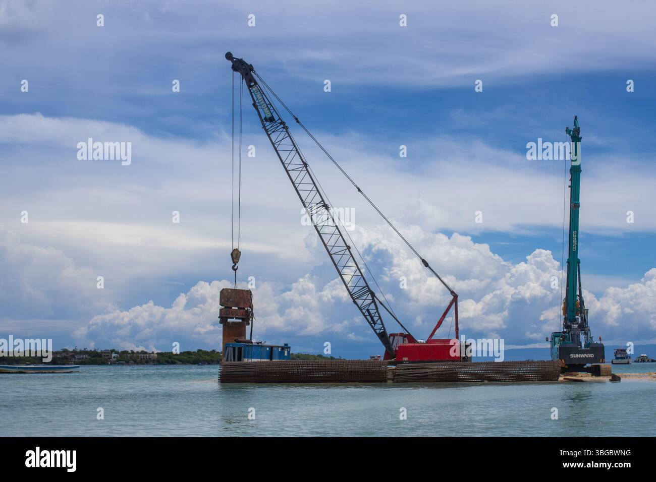 construction of a road bridge between the tropical islands of Bohol and ...