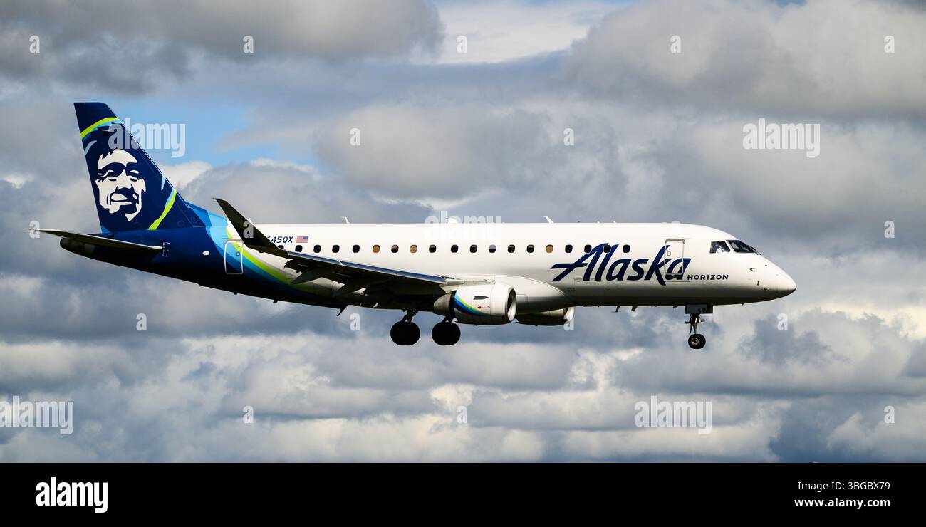 Everett, WA, USA - May 19, 2025; Embraer 175 in Alaska Airlines livery ...