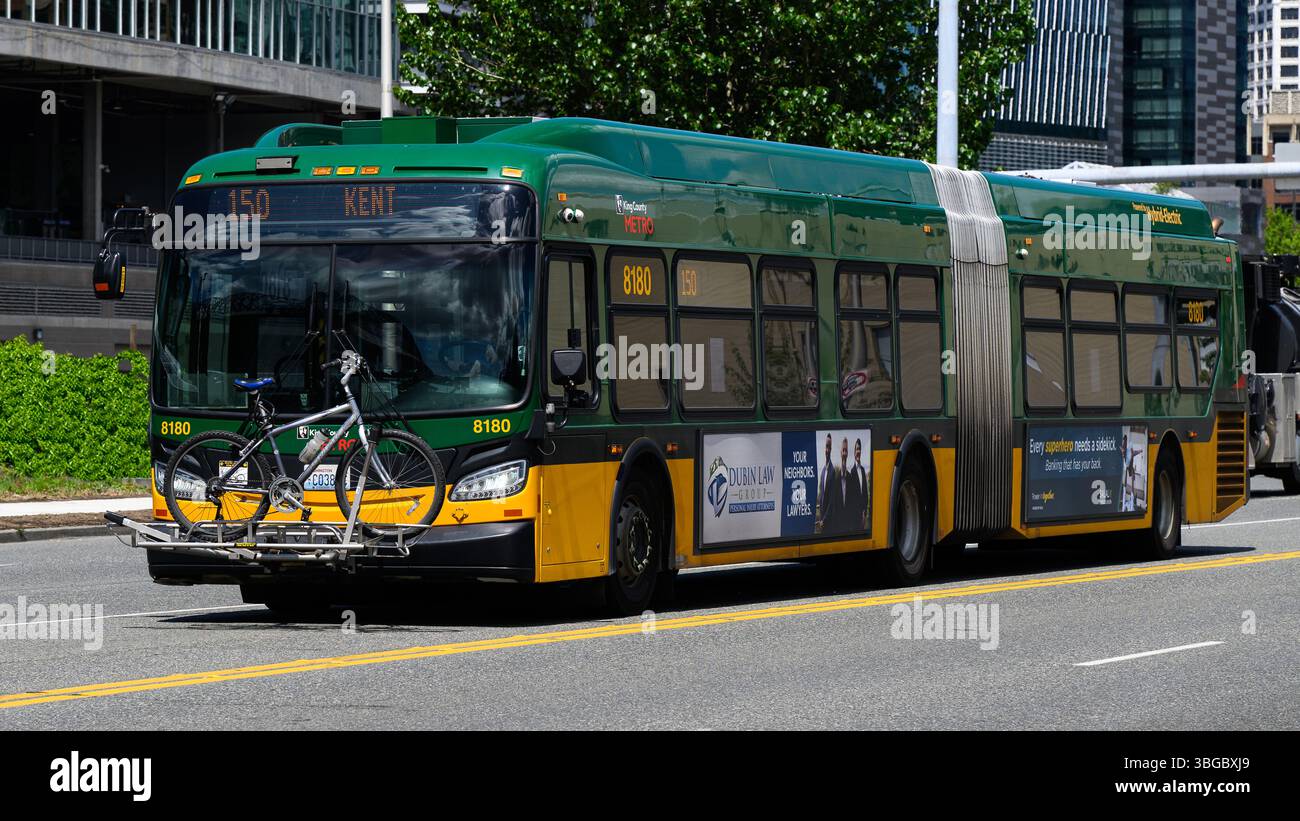 Seattle - May 18, 2025; King County Metro New Flyer hybrid electric ...