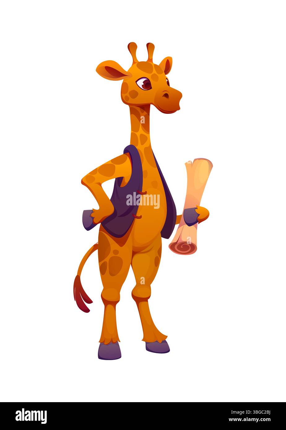 Cartoon giraffe animal pirate captain or corsair sailor character with ...