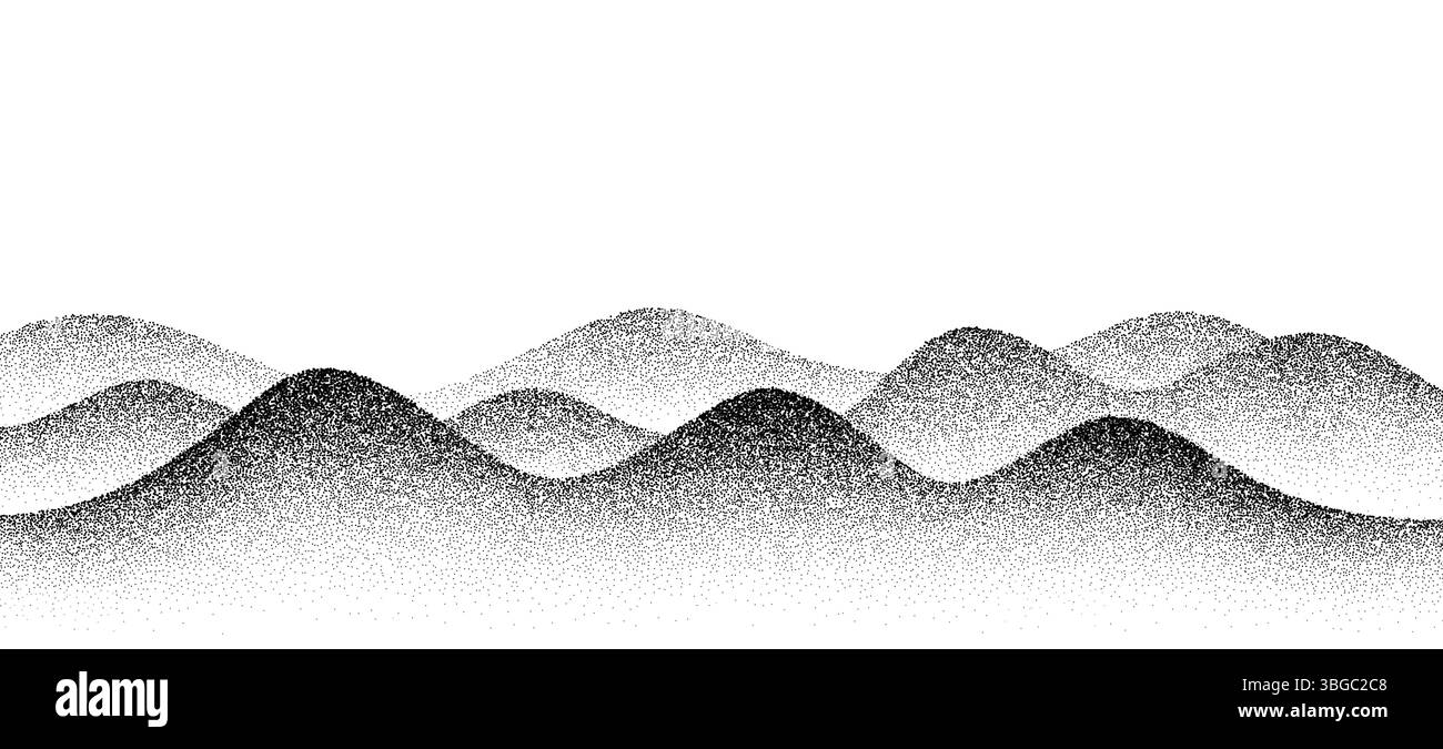 Mountains noise grain landscape, halftone hills, abstract pointillism ...