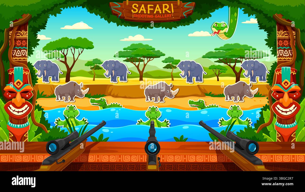 African safari hunting carnival shoot game, amusement park shooting ...
