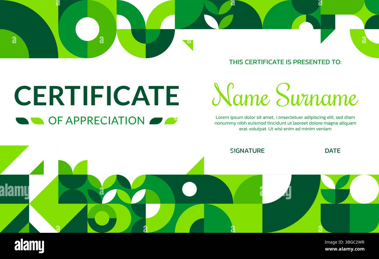 Ecology business certificate template, environment geometric pattern ...
