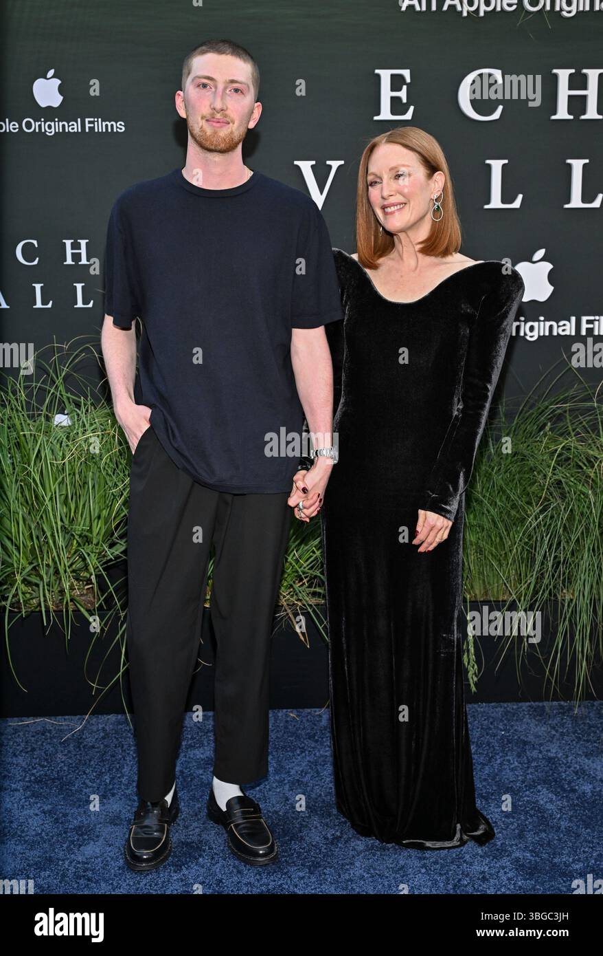 Julianne Moore, right, and son Caleb Freundlich attend the Apple TV+ ...