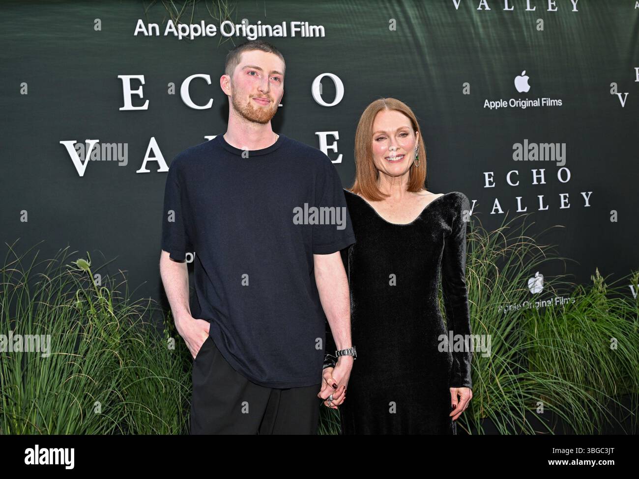 Julianne Moore, right, and son Caleb Freundlich attend the Apple TV+ ...