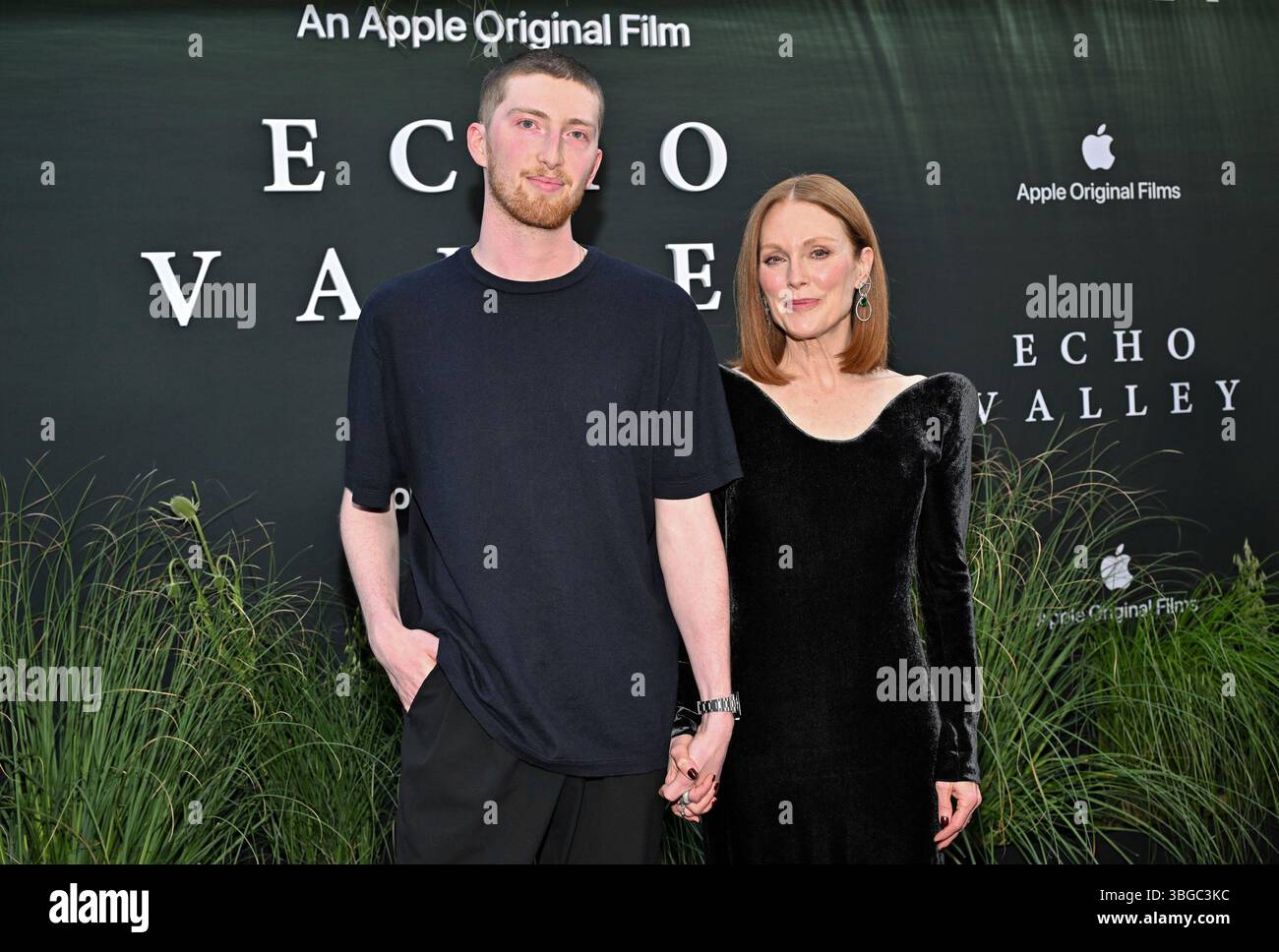 Julianne Moore, right, and son Caleb Freundlich attend the Apple TV+ ...