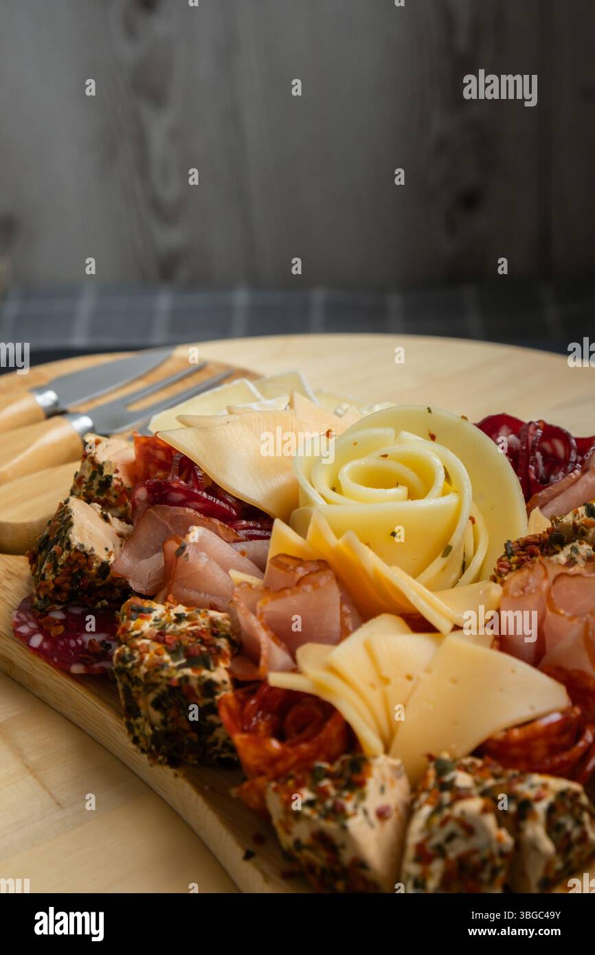 Food trend gift aperitivo party idea. Appetizers wooden grazing board ...