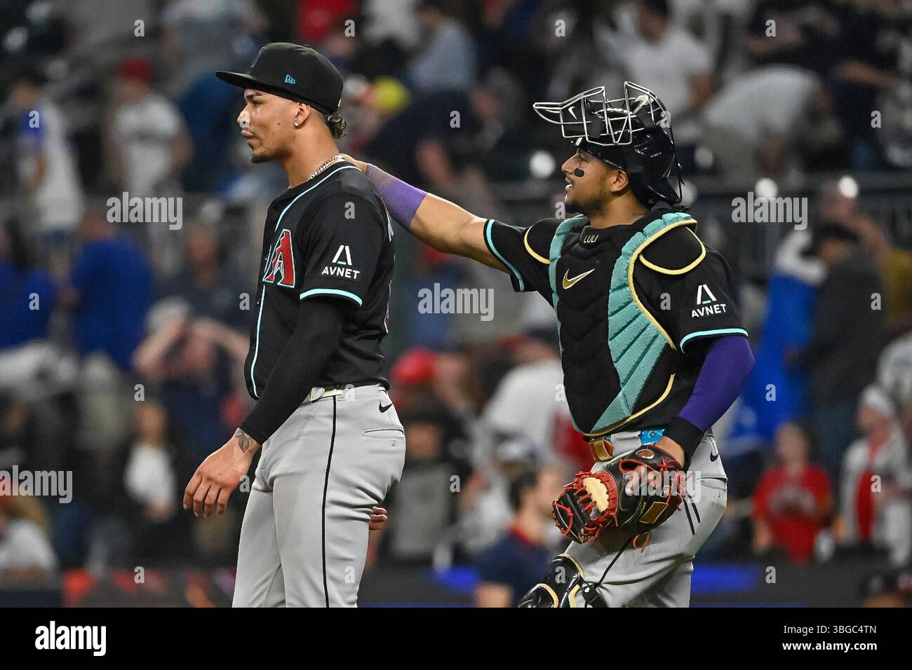 ATLANTA, GA - JUNE 04: Arizona Diamondbacks pitcher Justin Martinez (63) with Arizona ...
