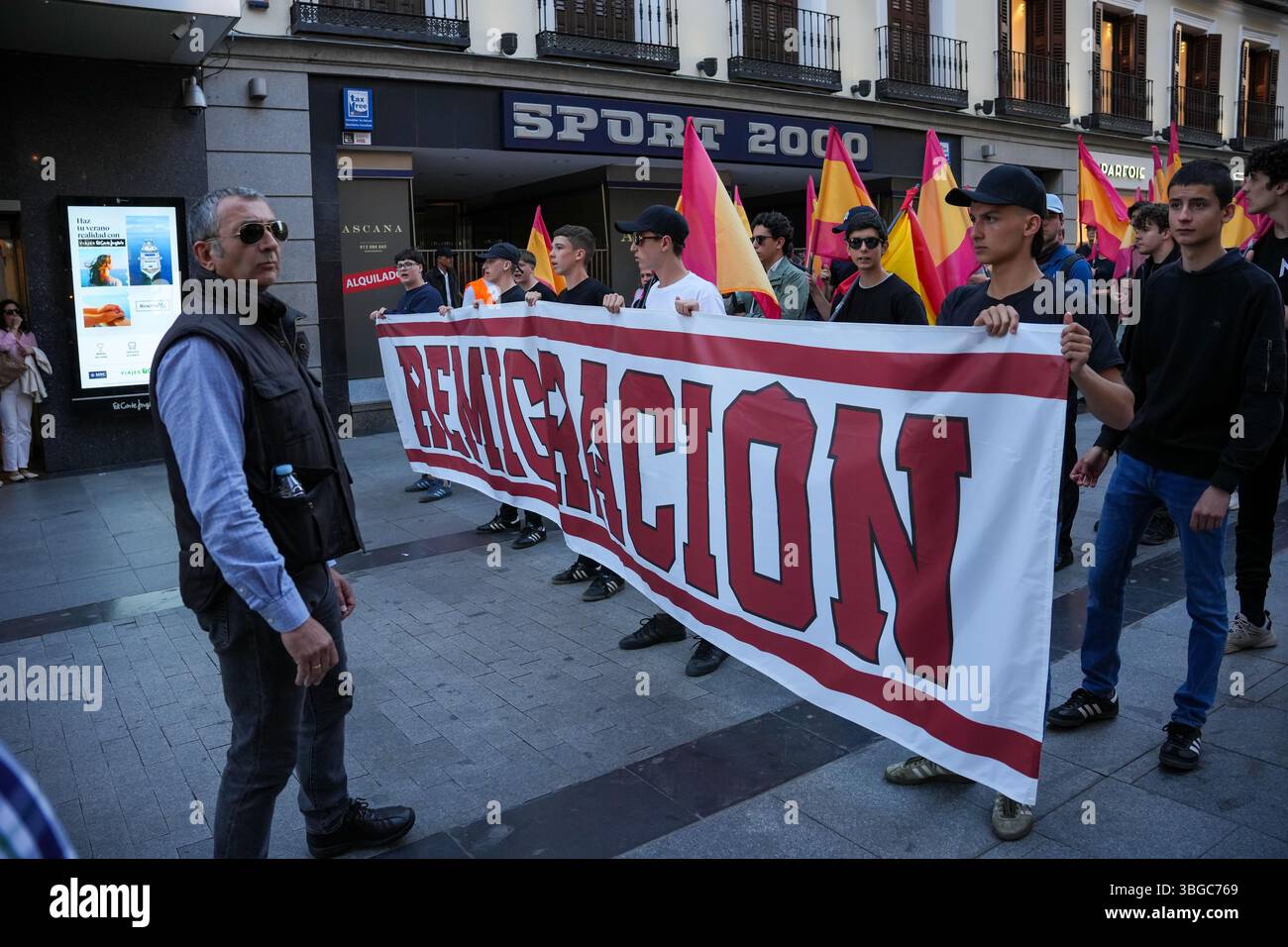 Madrid, Spain - May 23, 2025: Peaceful Remigración (Remigration) march ...