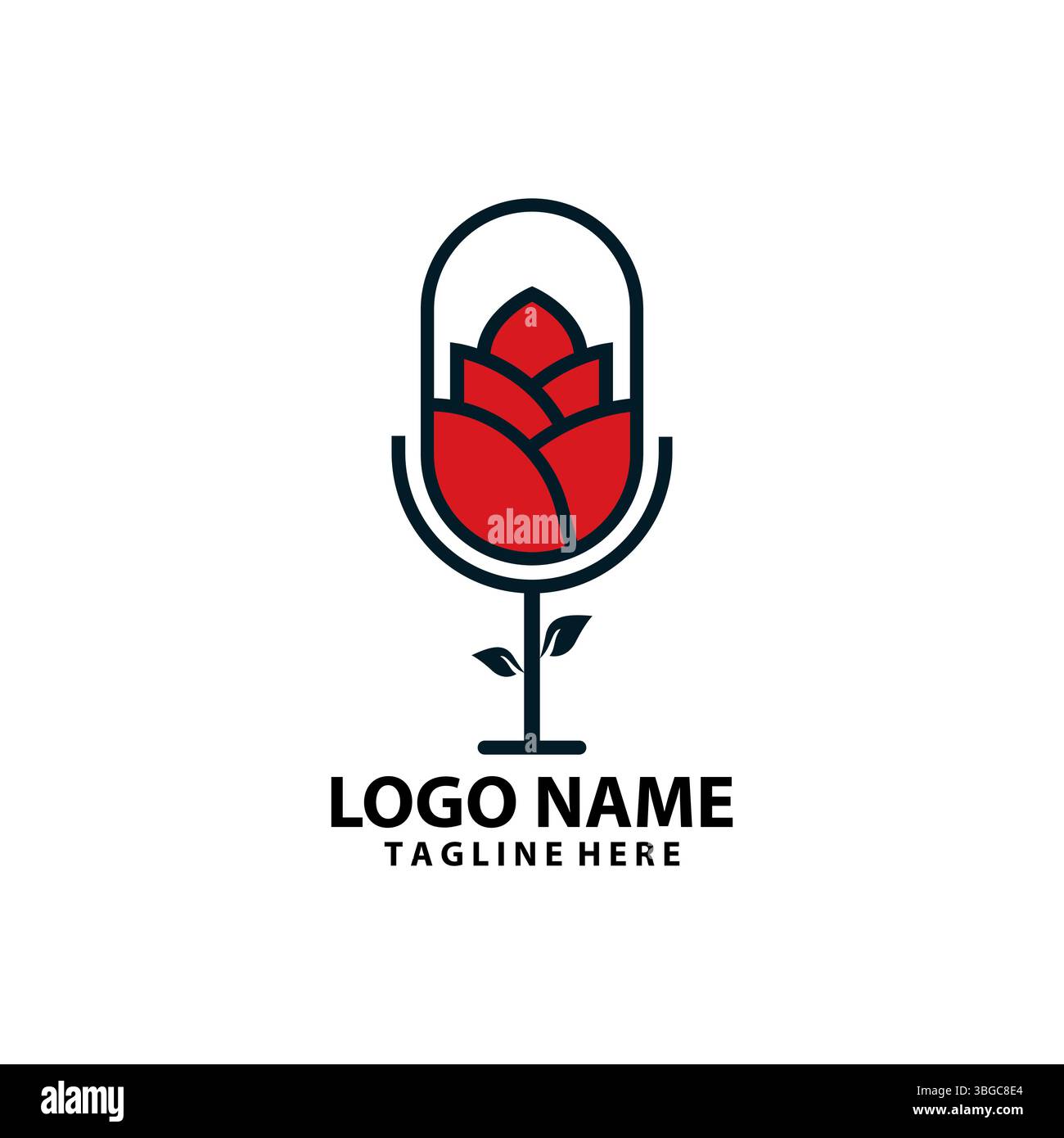 podcast rose logo design vector Stock Vector Image & Art - Alamy