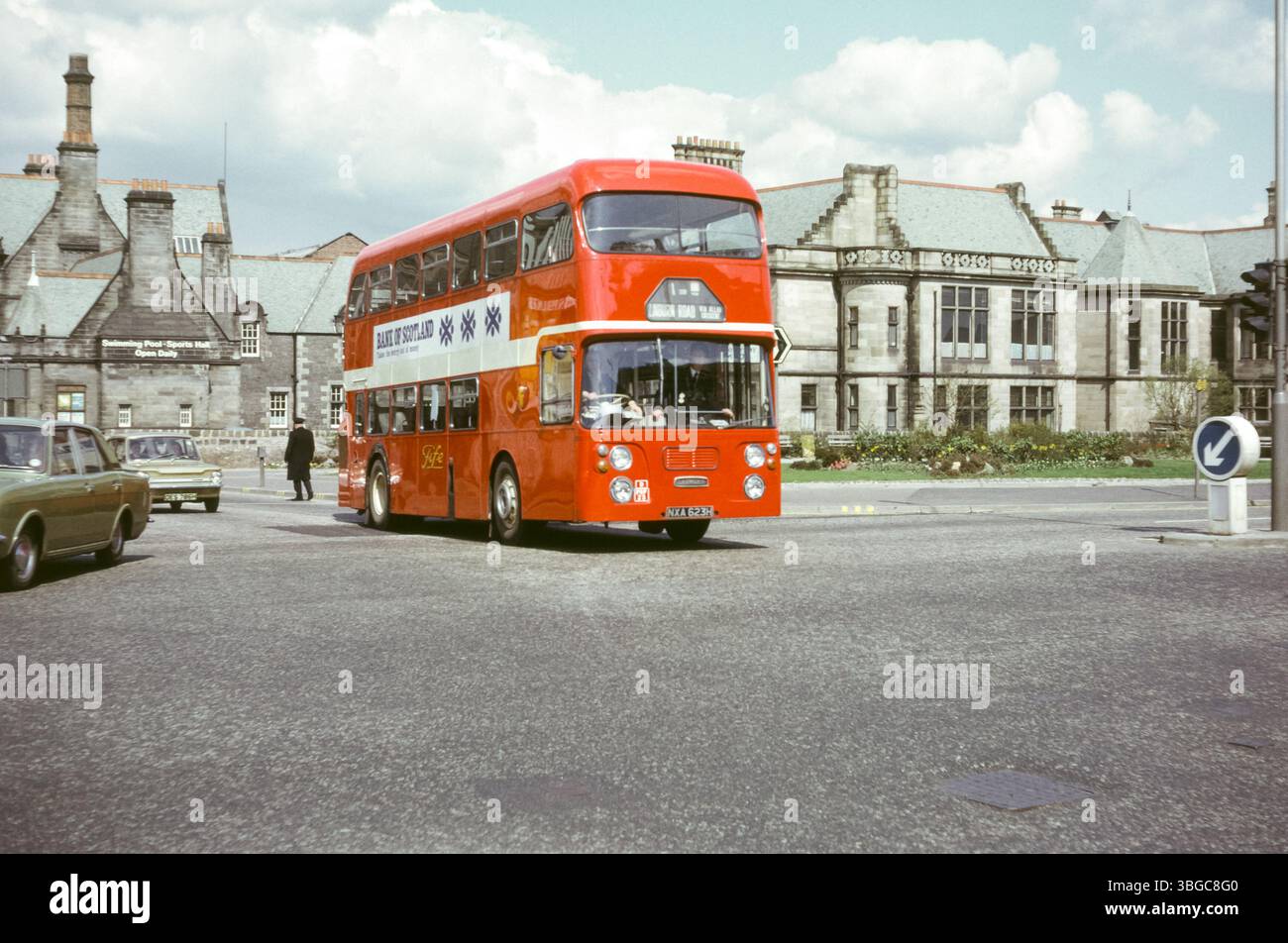Scotland, UK - 1973: Vintage image of a Daimler Fleetline CRG6LX bus in ...