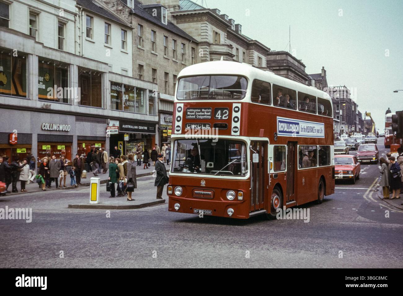 Scotland, UK - 1973: Vintage image of a bus in Edinburgh. Owned by ...