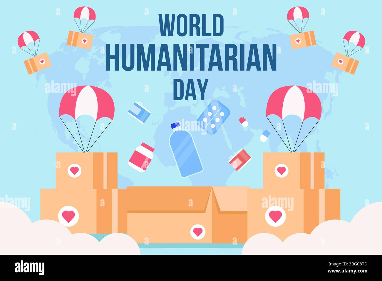 world humanitarian day background illustration flat design Stock Vector ...