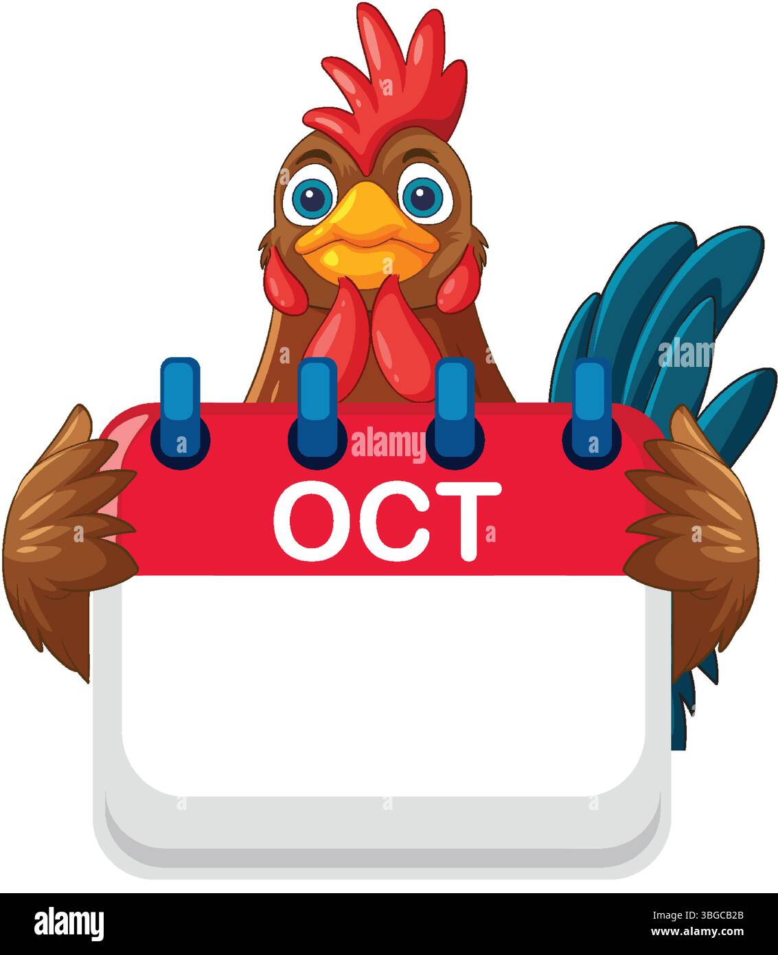Colorful rooster with October calendar illustration Stock Vector Image ...