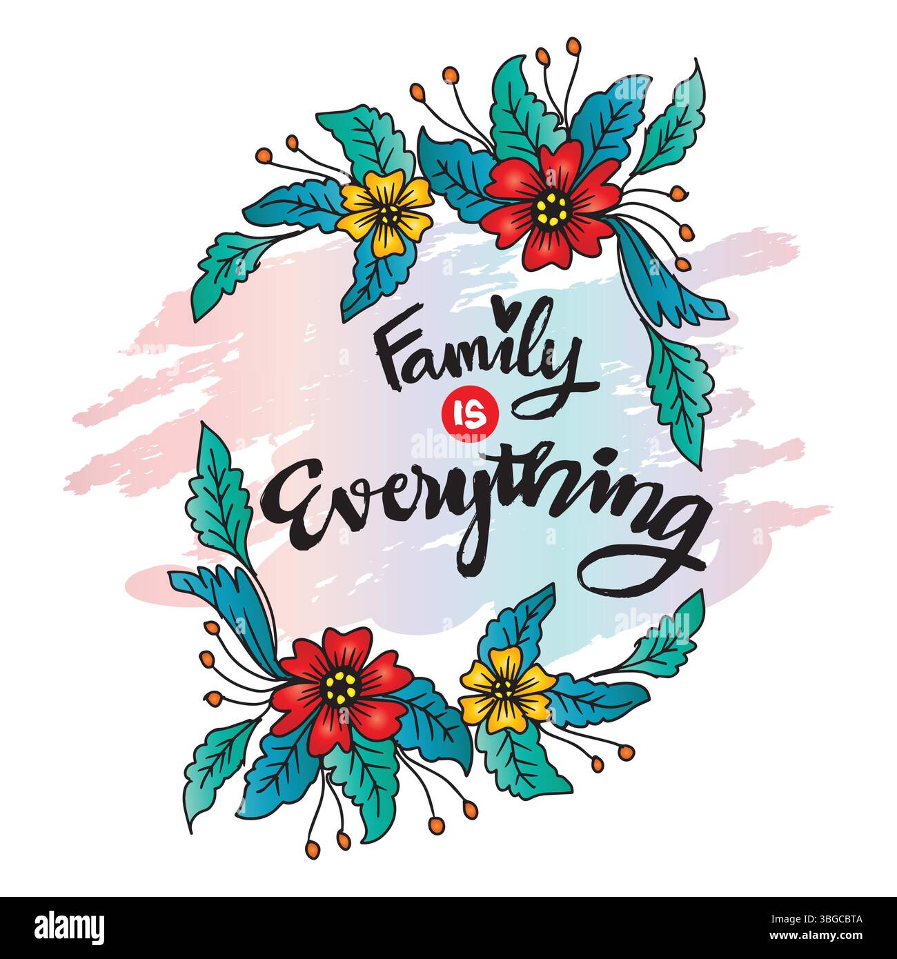 Family is everything. Hand drawn lettering. Inspirational quotes ...