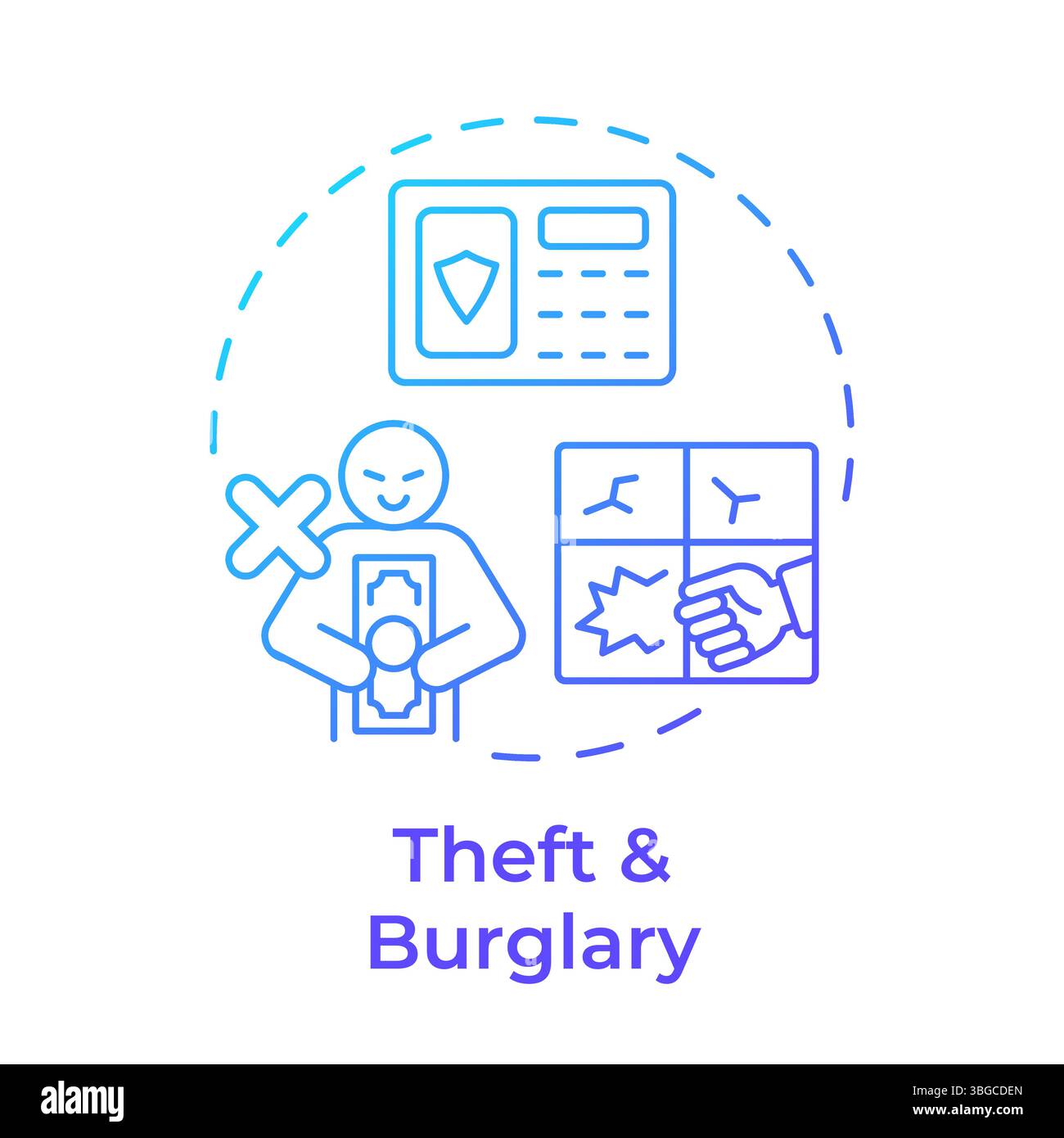 Theft and burglary blue gradient concept icon Stock Vector Image & Art ...