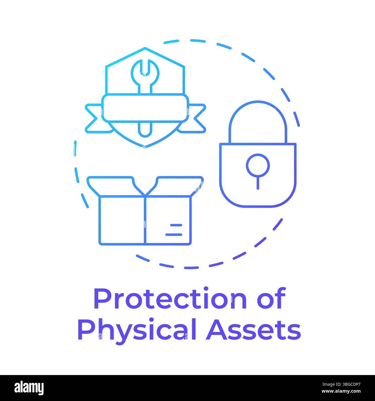 Protection of physical assets blue gradient concept icon Stock Vector ...