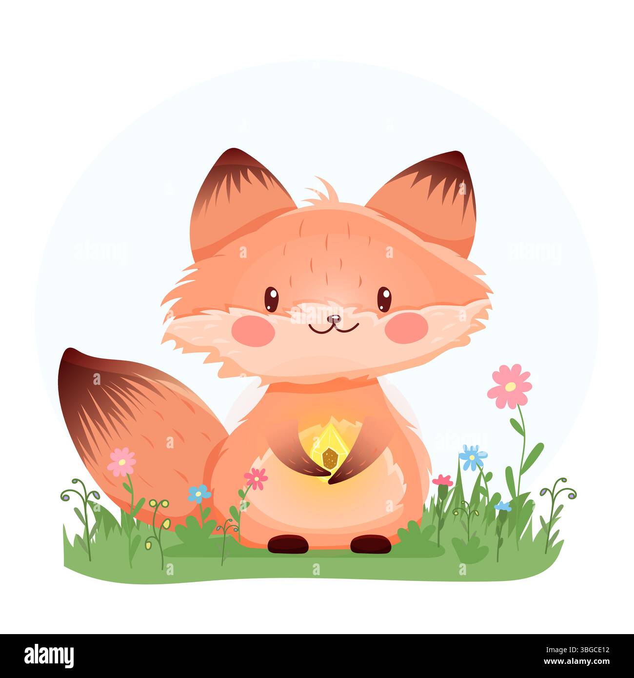 Cute fox sitting in Cut Out Stock Images & Pictures - Alamy