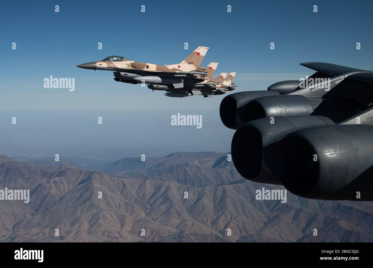 Four Royal Moroccan Air Force F-16 Fighting Falcon aircraft fly in ...