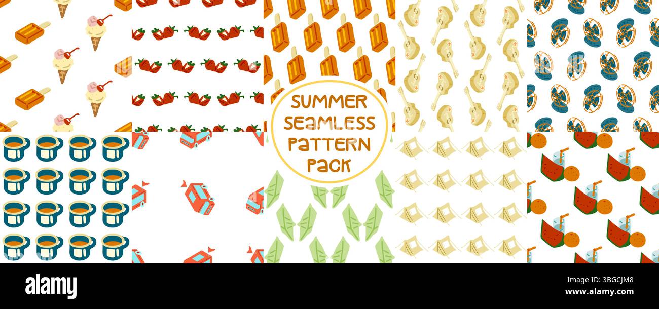Summer Seamless Pattern Pack Collection Stock Vector Image & Art - Alamy